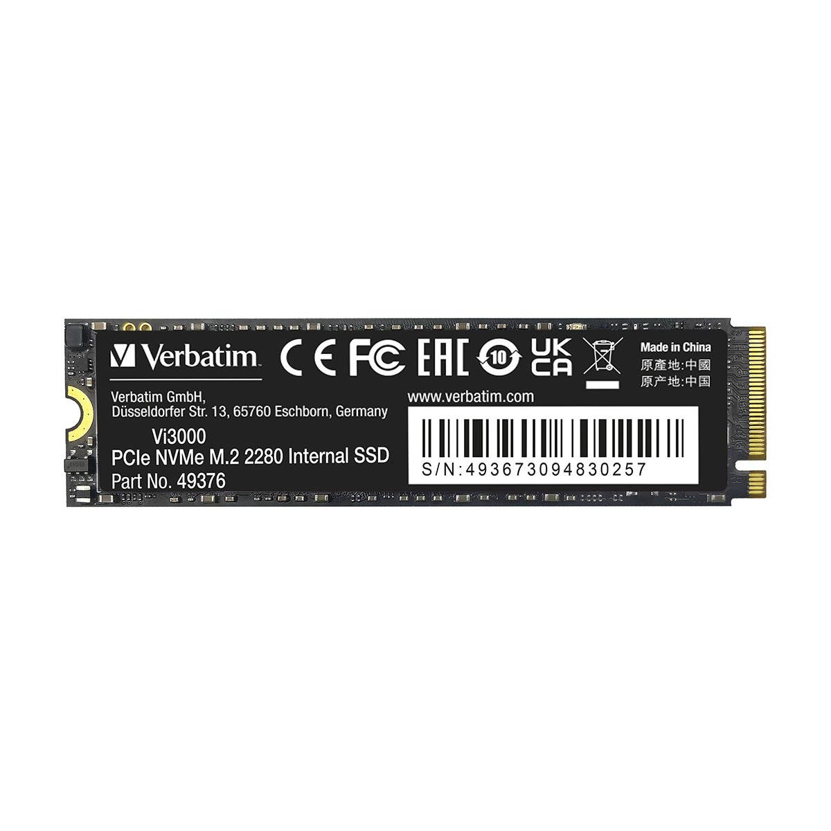 Dysk Ssd Verbatim Vi3000 256Gb M2 Pcie Gen3 Nvme 2280 (49373 ...