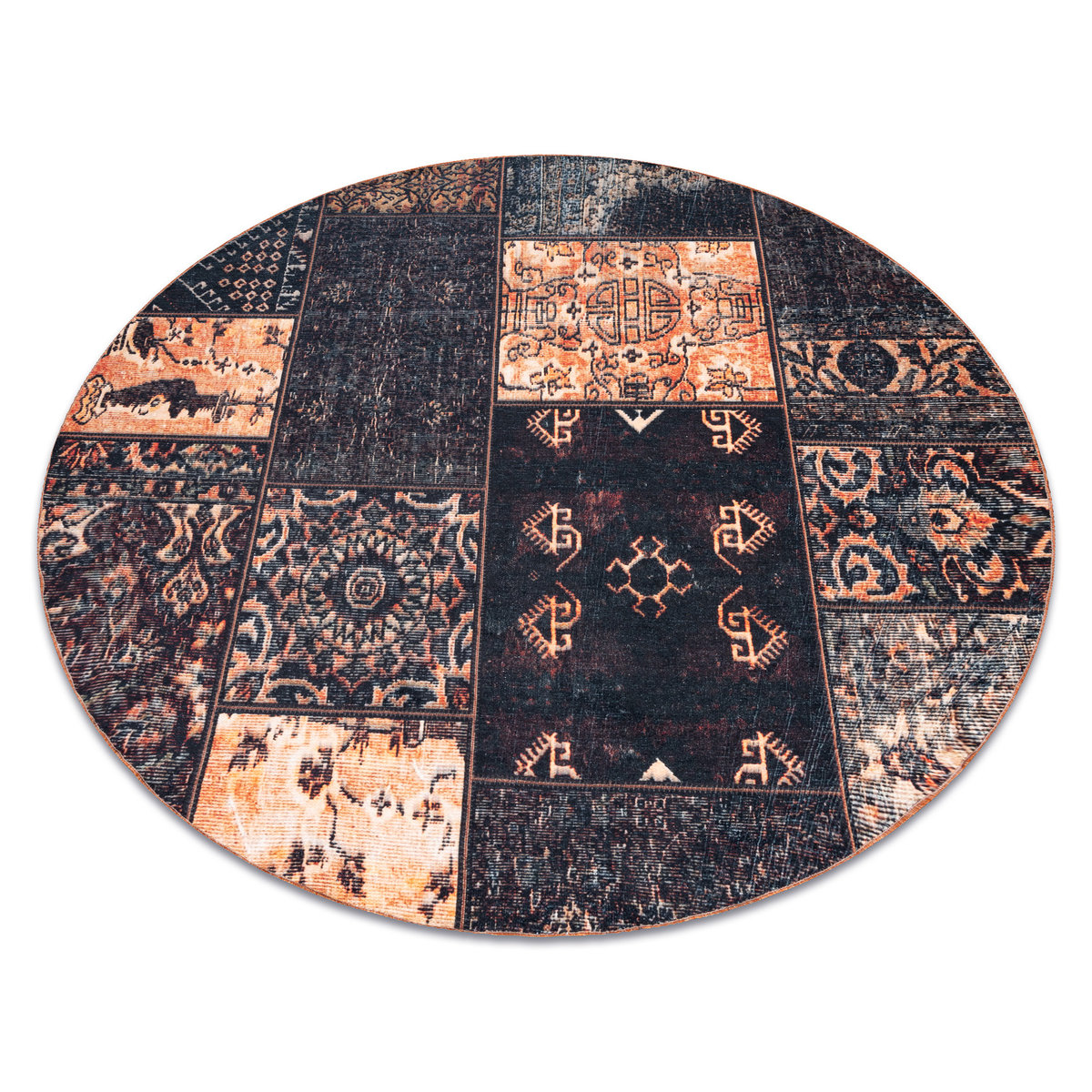 Dywan ANTIKA ancient chocolate, koło nowoczesny patchwork, grecki do ...