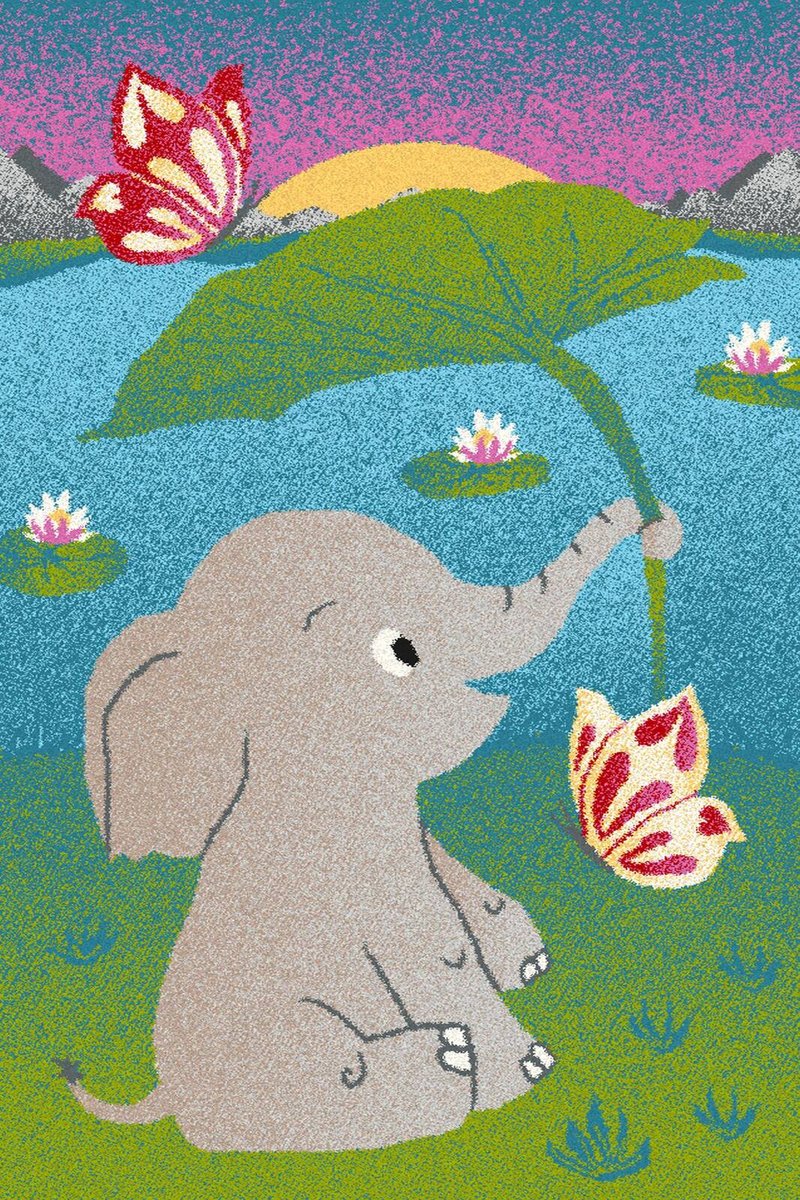Dywan dla dzieci Agnella Słonik ELEPHANT Zielony FUNKY-160x220 cm ...