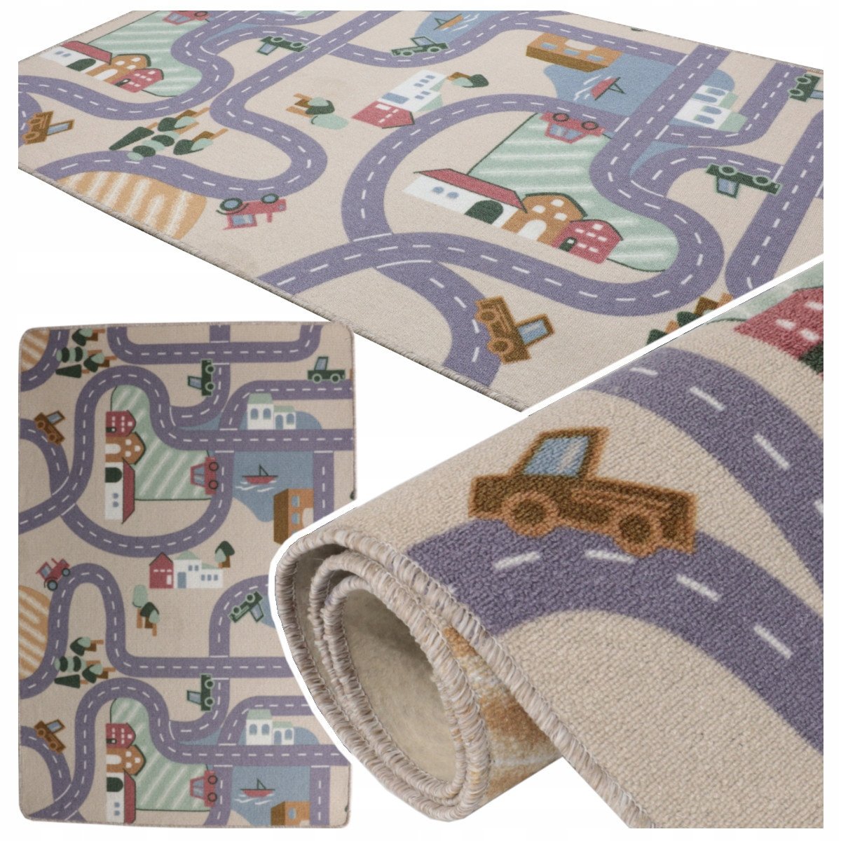 DYWAN DZIECIĘCY DROGA MIASTO ULICE TRASY 100X150CM TRWAŁY MIĘKKI DYWAN ...