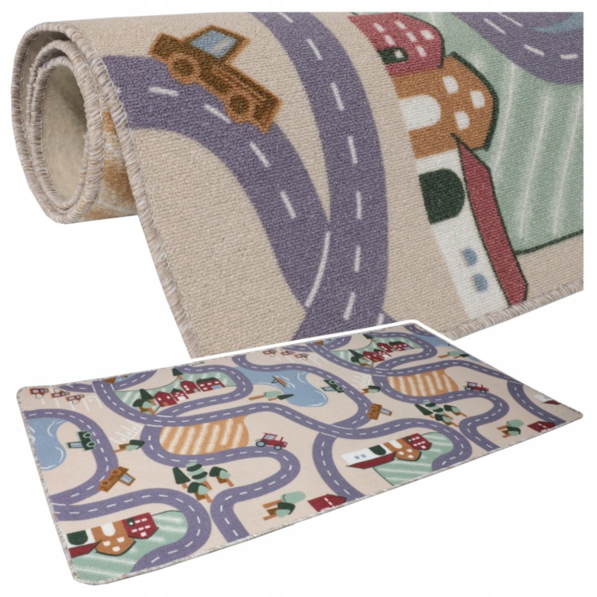 DYWAN DZIECIĘCY DROGA MIASTO ULICE TRASY 100X180CM TRWAŁY MIĘKKI DYWAN ...