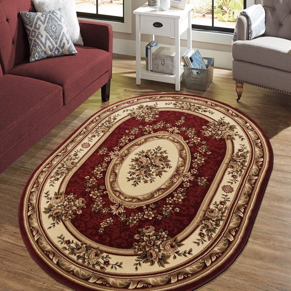 Dywan Klasyczny Do Salonu Rozeta Bordowy Owal 04 Exclusive-200X300 Cm ...
