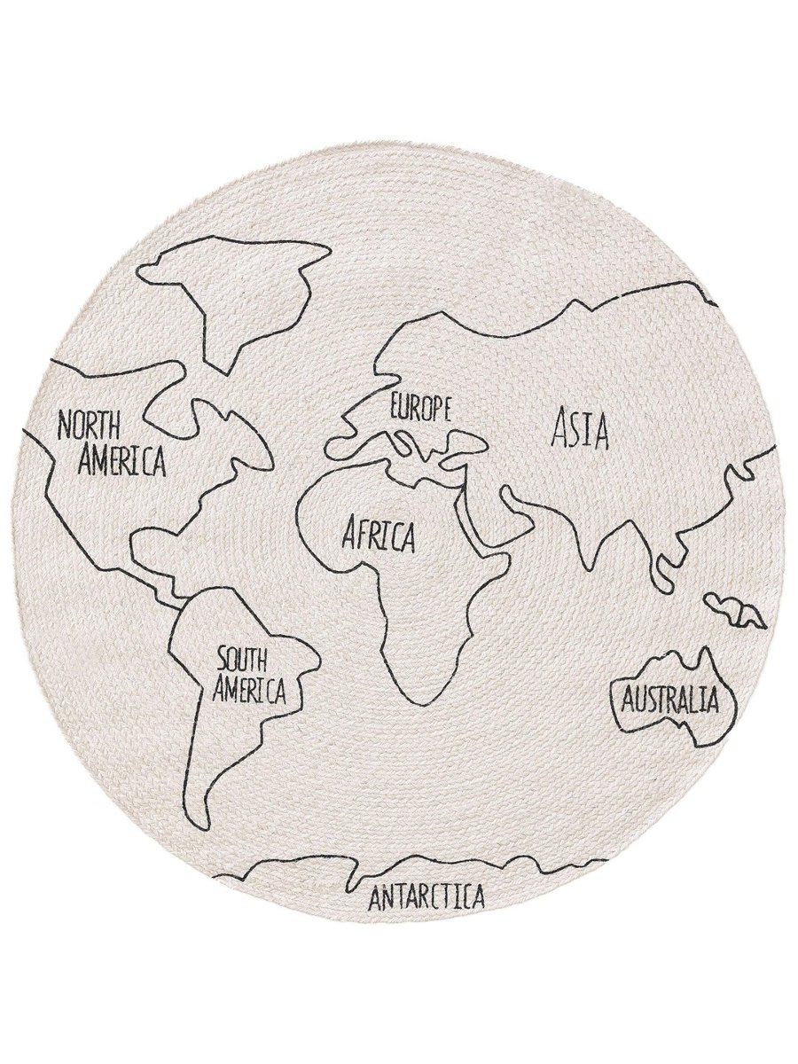 DYWAN OKRĄGŁY KRÓTKOWŁOSY WORLD MAP KOLOR BIAŁY STYL BOHO R115 BENUTA ...