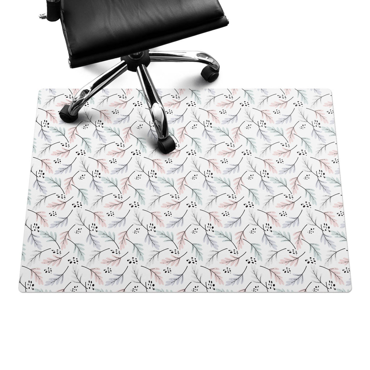 Dywanik ochronny pod krzesło biurowe - Pastelowy wzór liści 100x70 cm ...