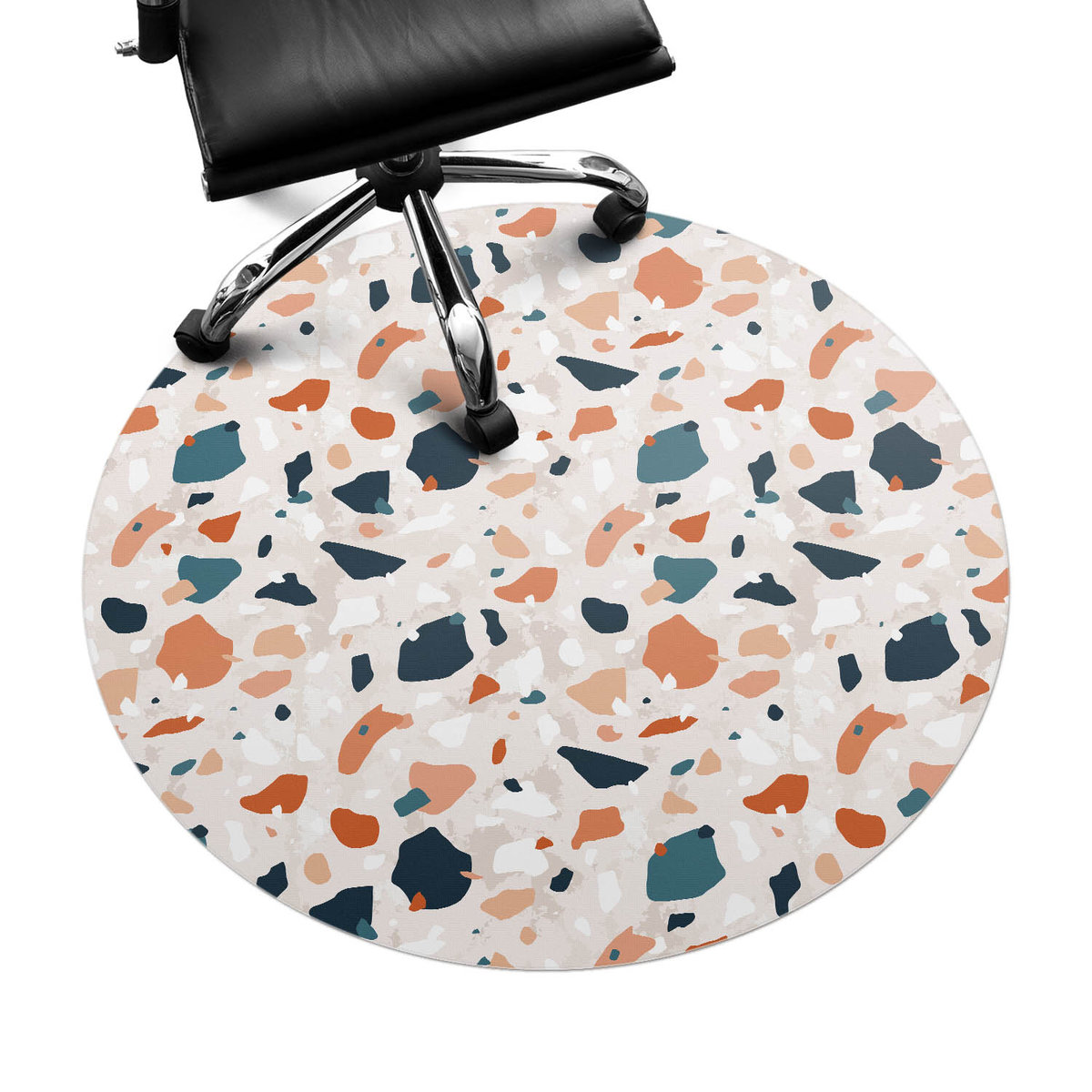 Dywanik ochronny pod krzesło biurowe - Terrazzo abstrakcja fi100 cm ...