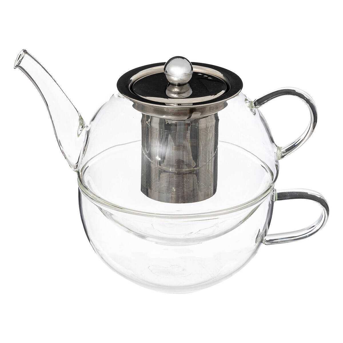 Dzbanek do herbaty z zaparzaczem i z filiżanką, szklany - Secret de Gourmet | Sklep EMPIK.COM