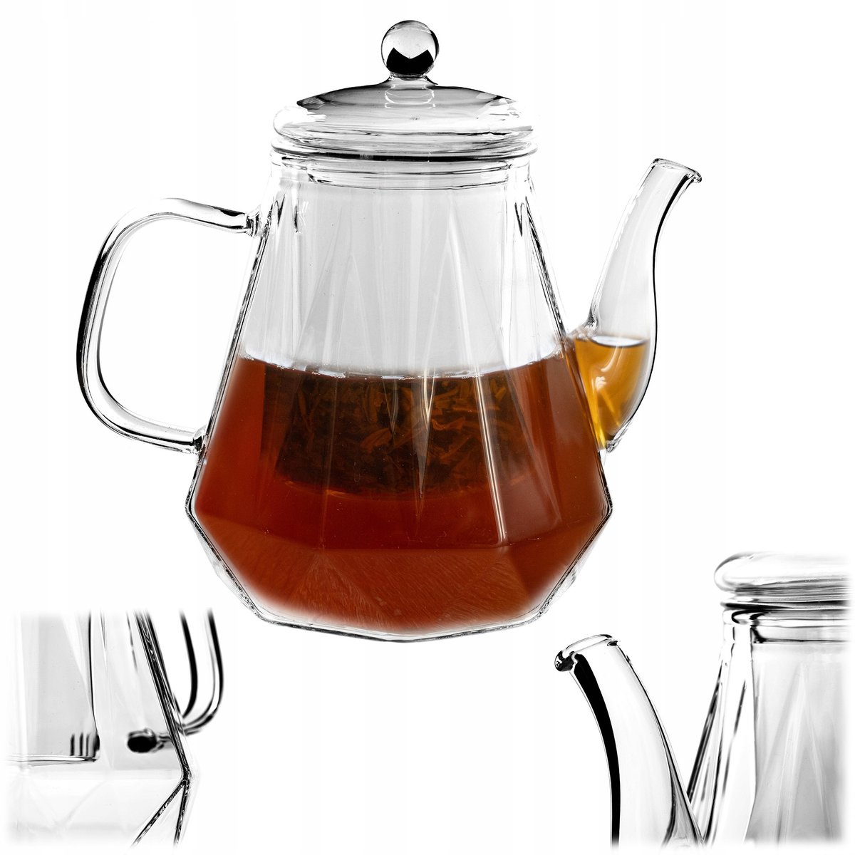 DZBANEK ŻAROODPORNY SZKLANY Z ZAPARZACZEM DO HERBATY ZIÓŁ 1,1L 1100 ml ...