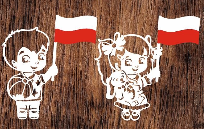 Dzieci Z Biało-Czerwonymi Flagami- Wycinanka Z Kartonu Xxl - Inna marka ...