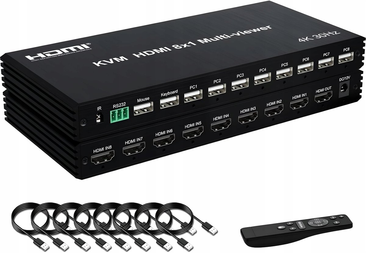 DZIELNIK KVM HDMI 8x1 MULTIVIEWER PRZEŁĄCZNIK SWITCH 8 OBRAZÓW - 1 ...