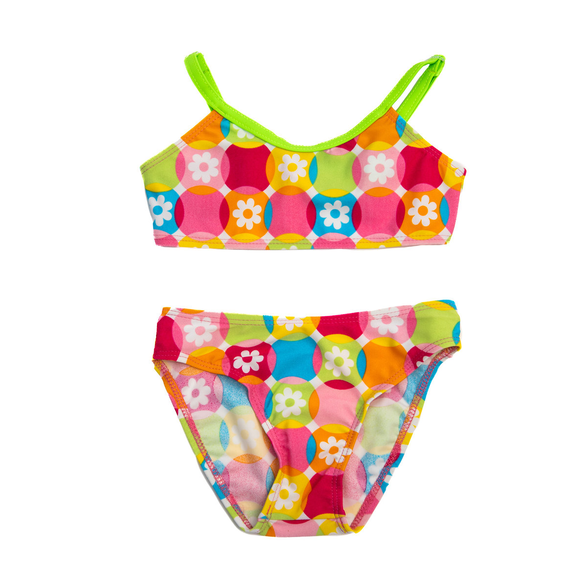 Dziewczęcy kostium dwuczęściowy kwiaty w kołach zielony Mariss - Mariss | Sklep EMPIK.COM