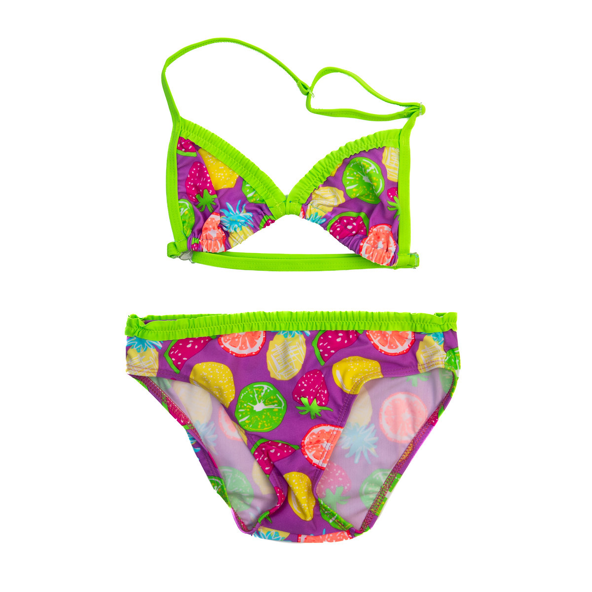 Dziewczęcy kostium kąpielowy w owoce fioletowo-zielony Mariss - Mariss | Sklep EMPIK.COM