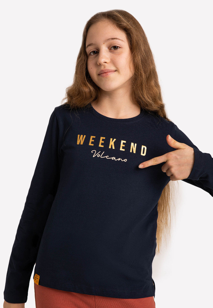 Dziewczęcy longsleeve z bawełny organicznej VOLCANO L-WEEK JUNIOR 158-164 - VOLCANO | Sklep ...