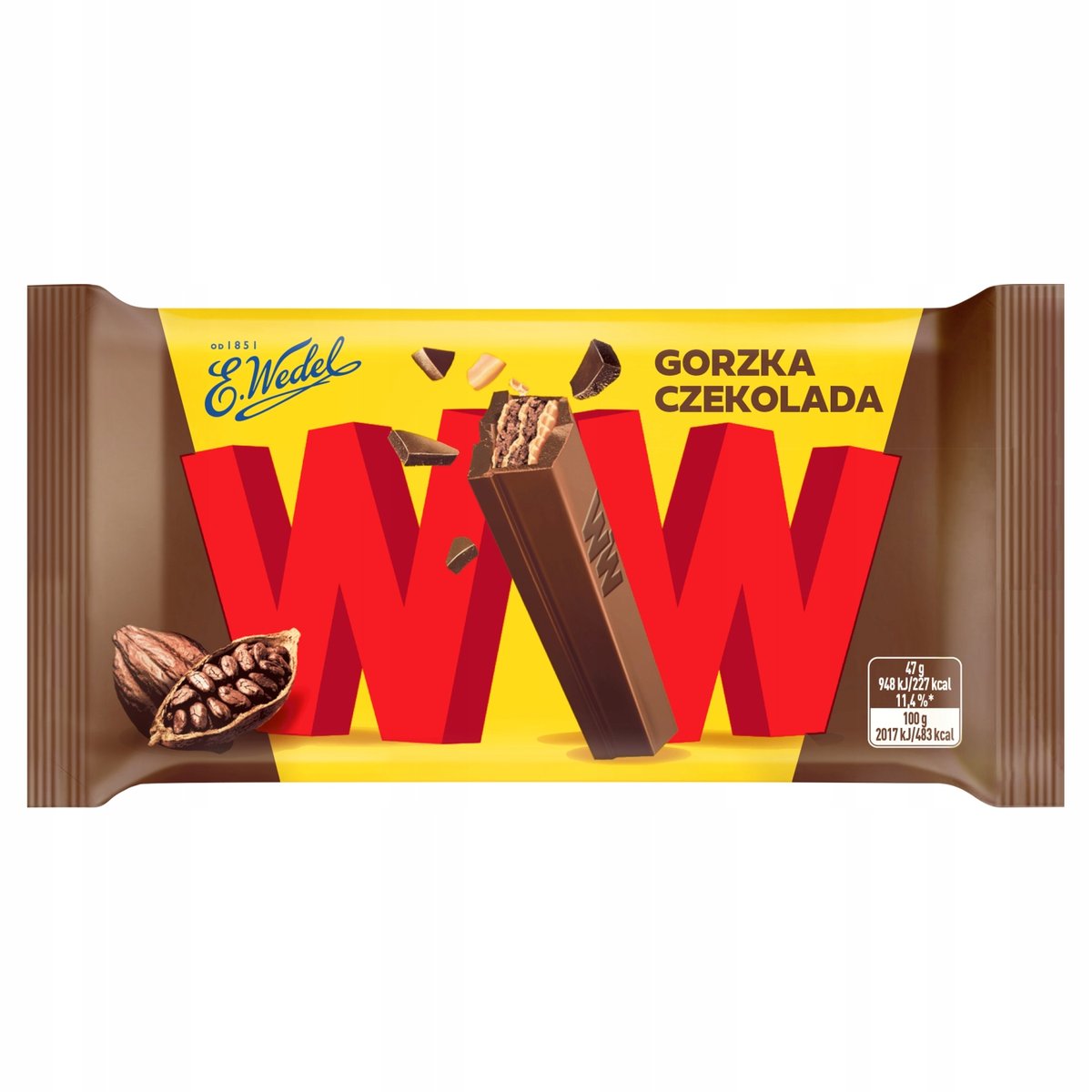 E. Wedel Wafel WW w Gorzkiej Czekoladzie 47g - Wedel | Sklep EMPIK.COM