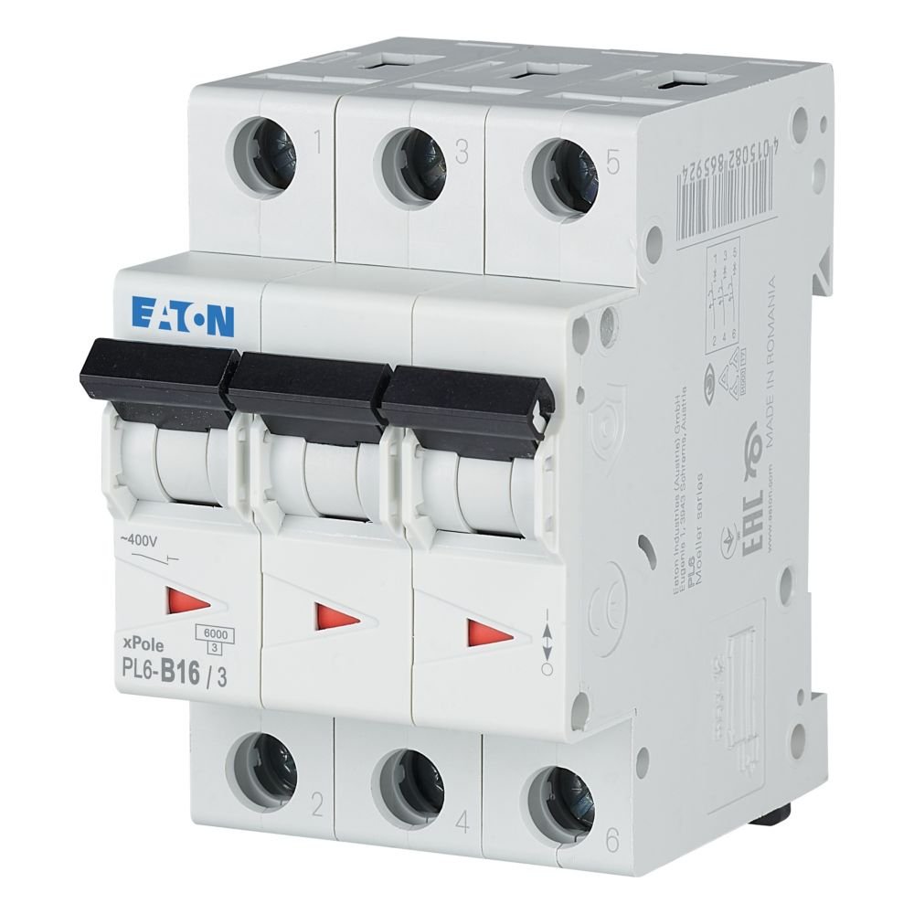 EATON 286589 PL6-B16/3 Wyłącznik nadprądowy 6kA, In=16A, char. B, 3 ...