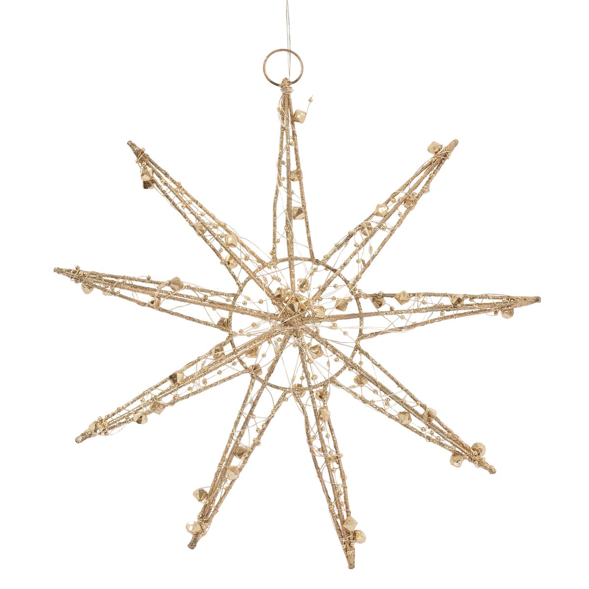 ECD Germany LED Dekoracyjna Gwiazda Swiateczna 30 cm z 30 cieplymi bialymi diodami LED zlota ...