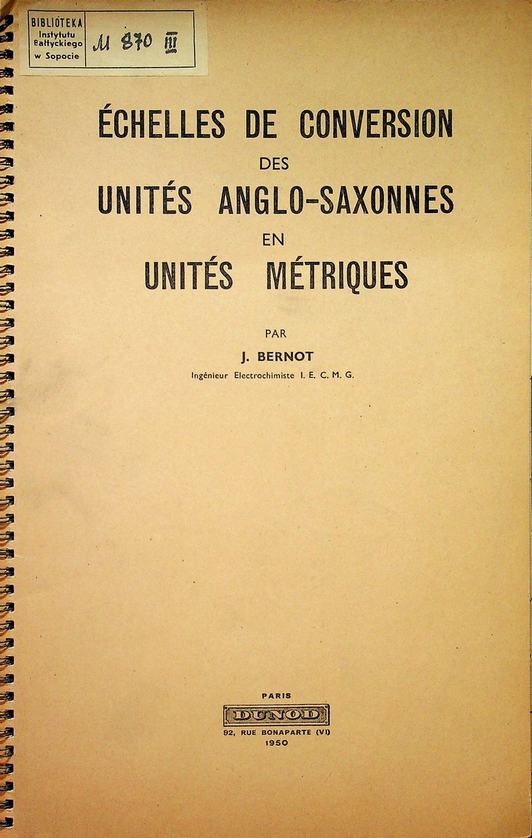 Echelles de conversion des unites anglo saxonnes en unites metriques ...