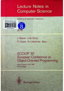 Ecoop 87 european conference - Springer Verlag | Książka w Empik