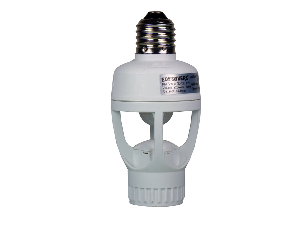 EcoSavers PIR Sensor Lampbase E27 | wyłącznik światła na podczerwień z czujnikiem ruchu ...