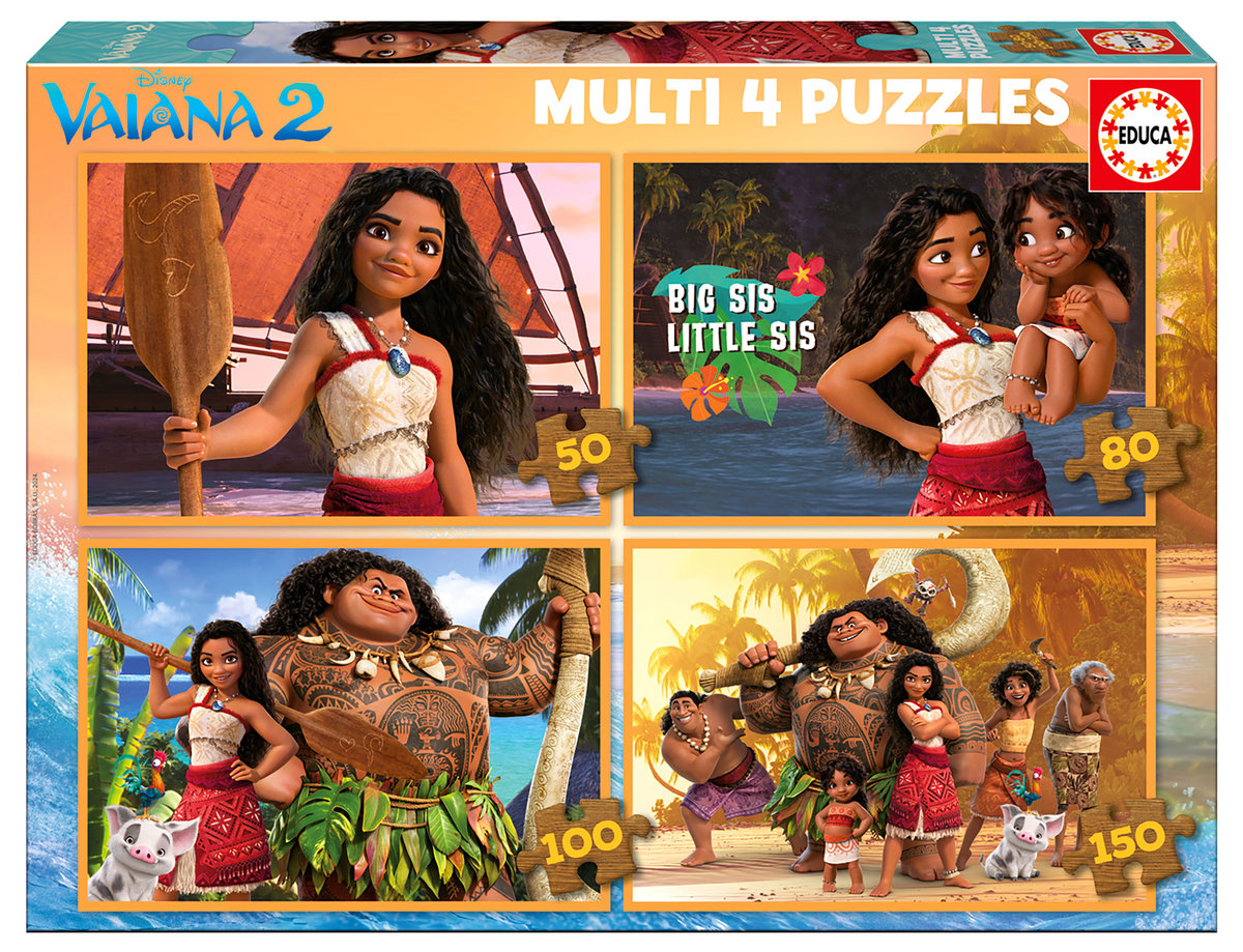 Educa, Puzzle Vaiana 2, 50 el. + 80 el. + 100 el. + 150 el. - Educa | Sklep EMPIK.COM
