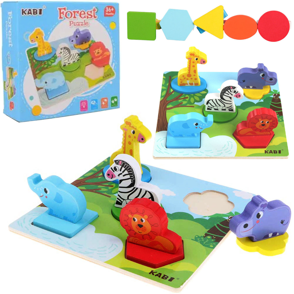 Edukacyjne drewniane puzzle safari klocki 0057 - LUXMA | Sklep EMPIK.COM