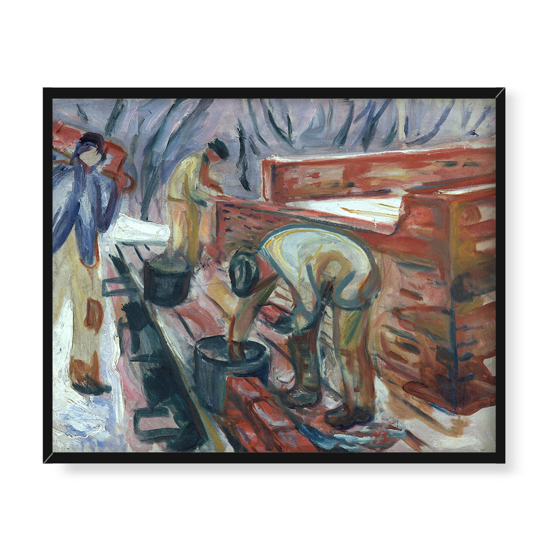Edvard Munch Murarze przy pracy przy budynku pracowni 50×40 ...