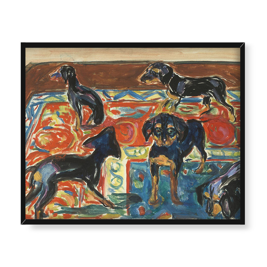 Edvard Munch Pięć szczeniąt na dywanie 50×40 W RAMIE - ANTYKWARIAT ...