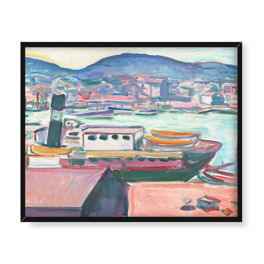 Edvard Munch Port w Bergen 50×40 W RAMIE - ANTYKWARIAT "CZUŁA JEST NOC ...