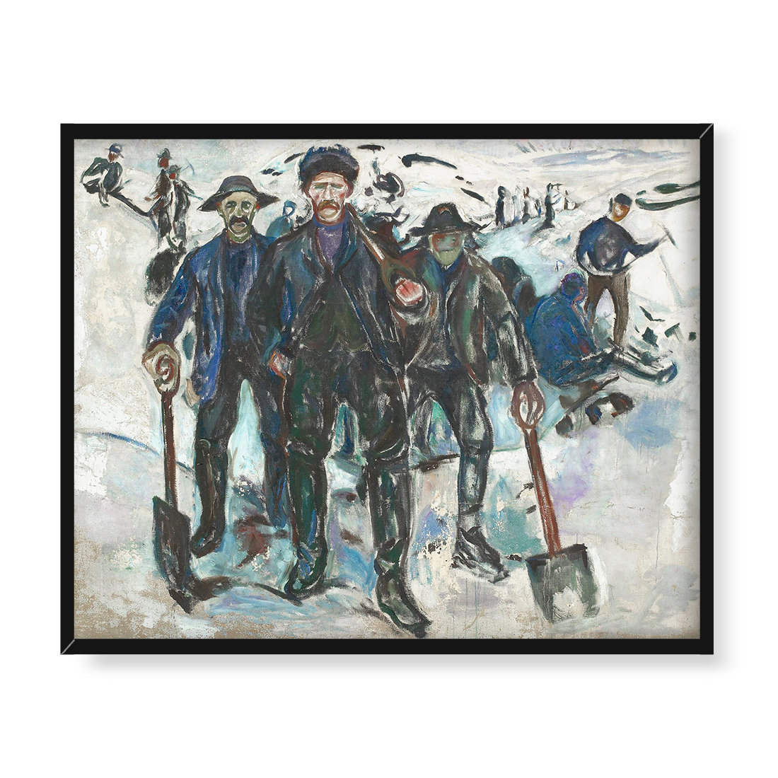 Edvard Munch Robotnicy w śniegu 50×40 W RAMIE - ANTYKWARIAT "CZUŁA JEST ...