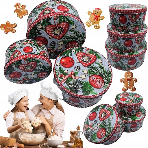 Ekskluzywny zestaw 3 metalowych pojemników na ciastka motyw Świąteczny kulk - AAA | Sklep EMPIK.COM