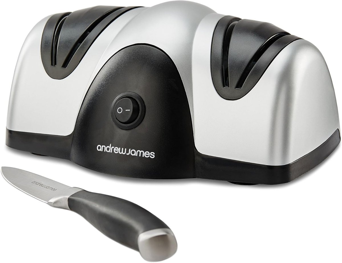 Electric Knife Sharpener, Metal Kitchen Chef Knife Sharpener with 2 Grinding Wheels | Makes ...