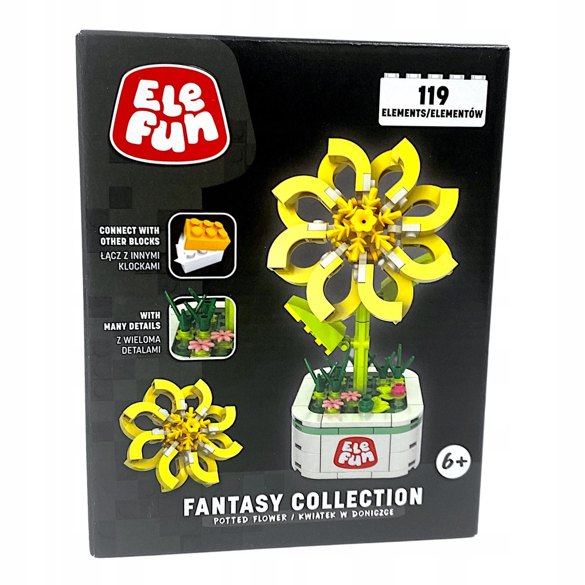 Elefun Fantasy Collection Kwiatek w doniczce żółty Klocki 119el ...