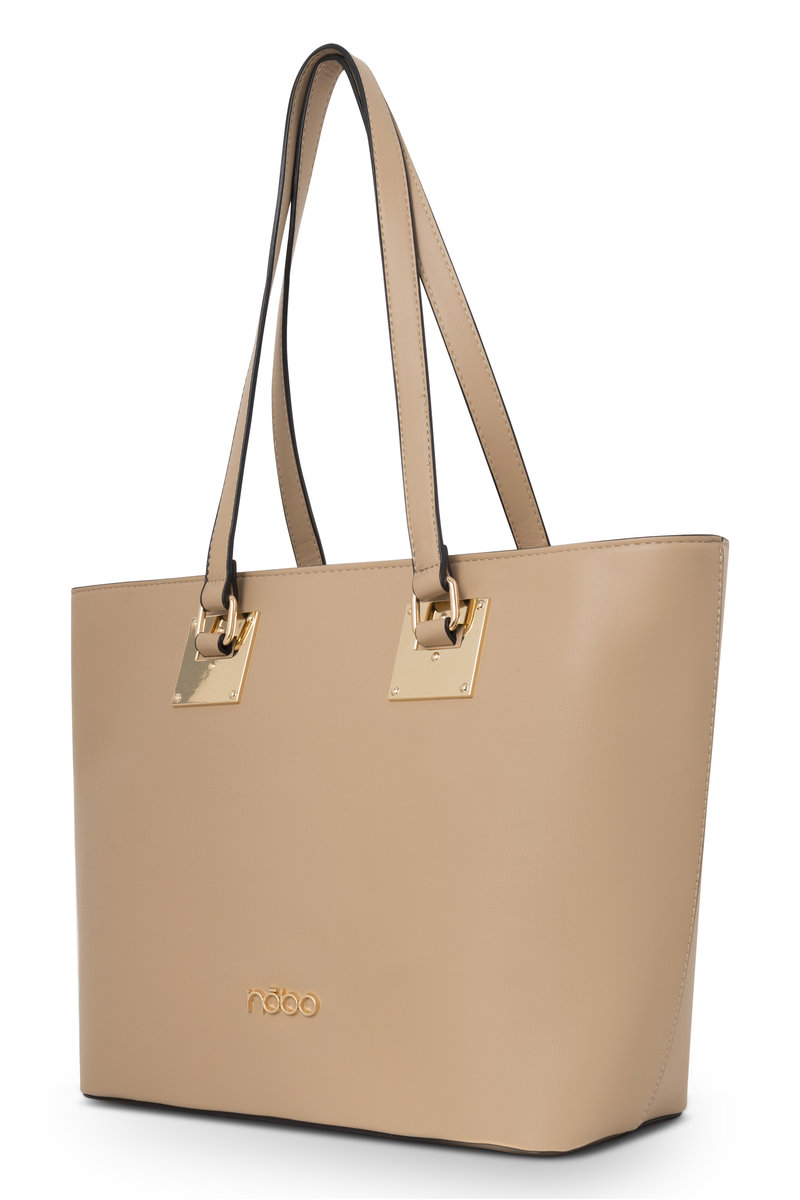 Elegancka shopperka Nobo dwukomorowa beżowa - Nobo | Moda Sklep EMPIK.COM