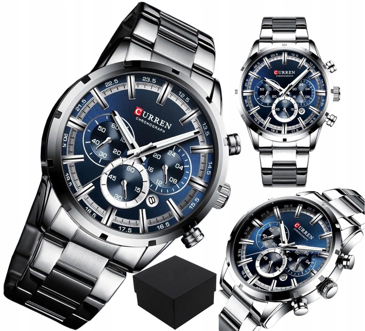 Elegancki CURREN Zegarek męski Chronograf + box - Edibazzar | Moda ...