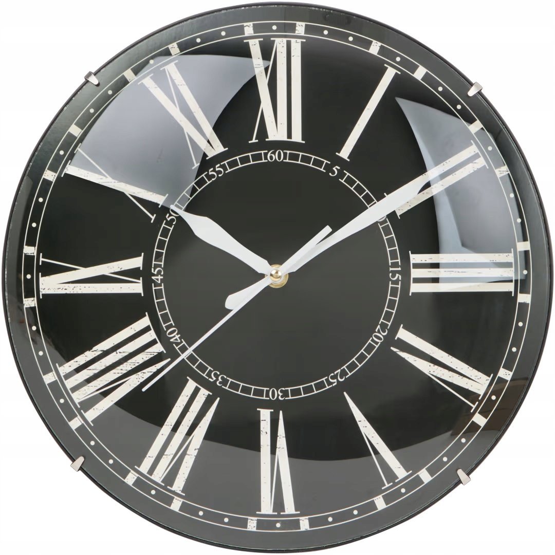 Elegancki zegar ścienny RETRO 32cm ze szklaną wypukłą szybą - ZDTRADING ...