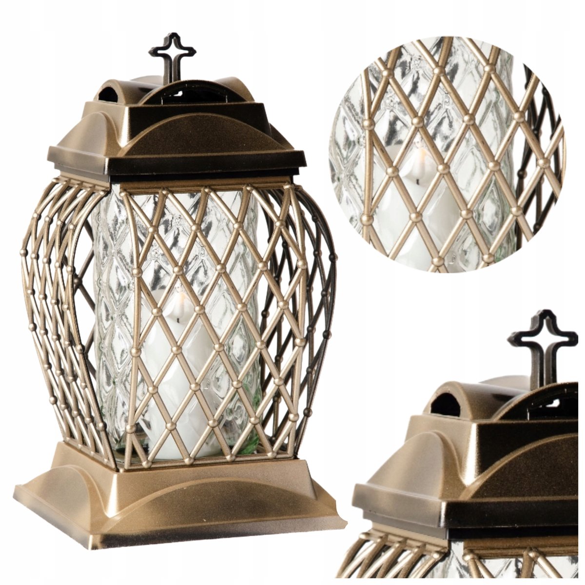 Elegancki Złoty Znicz Ażur Premium Duży Przepiękny Kapliczka Nowoczesny ...