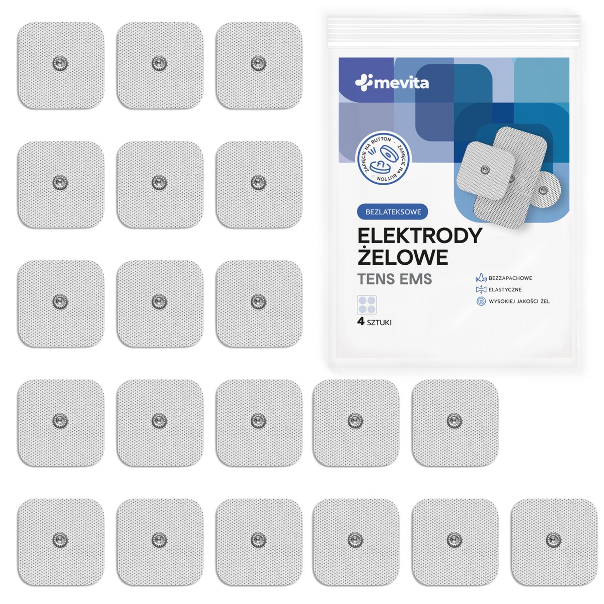 ELEKTRODY ŻELOWE TENS EMS DO ELEKTROSTYMULACJI Klips 5x5cm 20 sztuk ...
