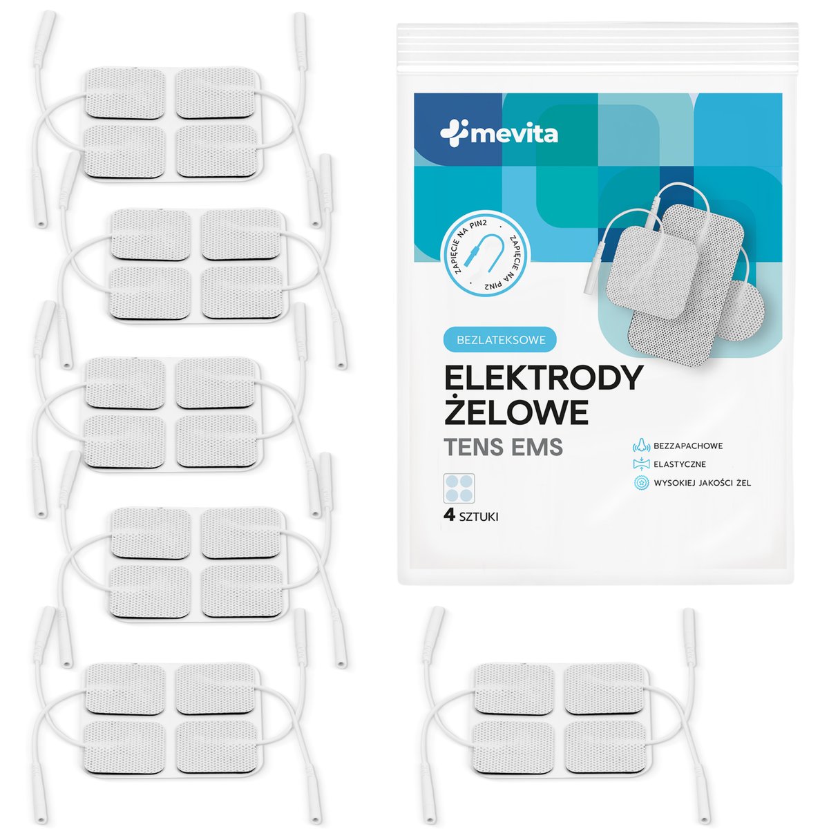 Elektrody Żelowe Tens Ems do Elektrostymulacji Nakładki 3x3cm 24 Szt ...