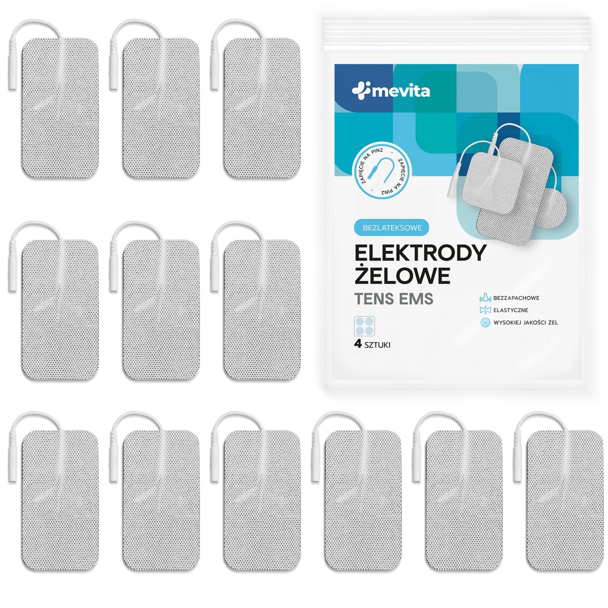 ELEKTRODY ŻELOWE TENS EMS DO ELEKTROSTYMULACJI NAKŁADKI DUŻE 5x9cm 12 ...