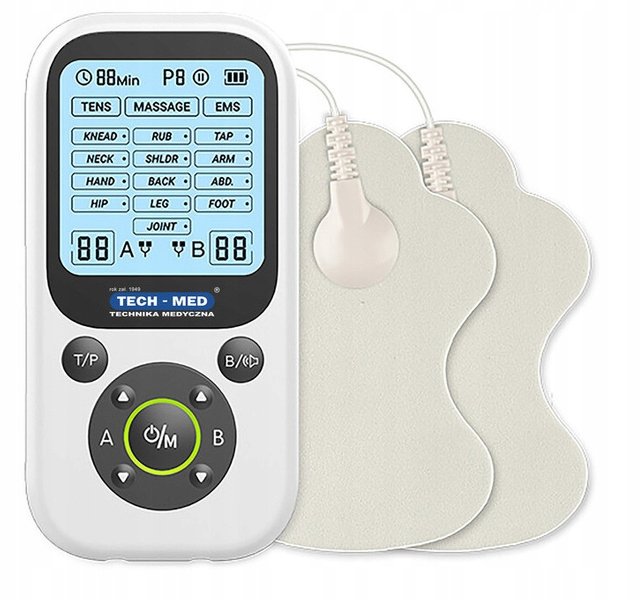 ELEKTROSTYMULATOR MIĘŚNI TECH-MED TENS EMS MASAŻ 41 PROGRAMÓW 2 KANAŁY ...
