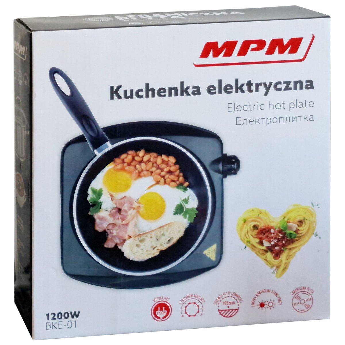 Elektryczna Kuchenka Turystyczna 1200W 1-palnikowa 185mm ceramiczna MPM ...