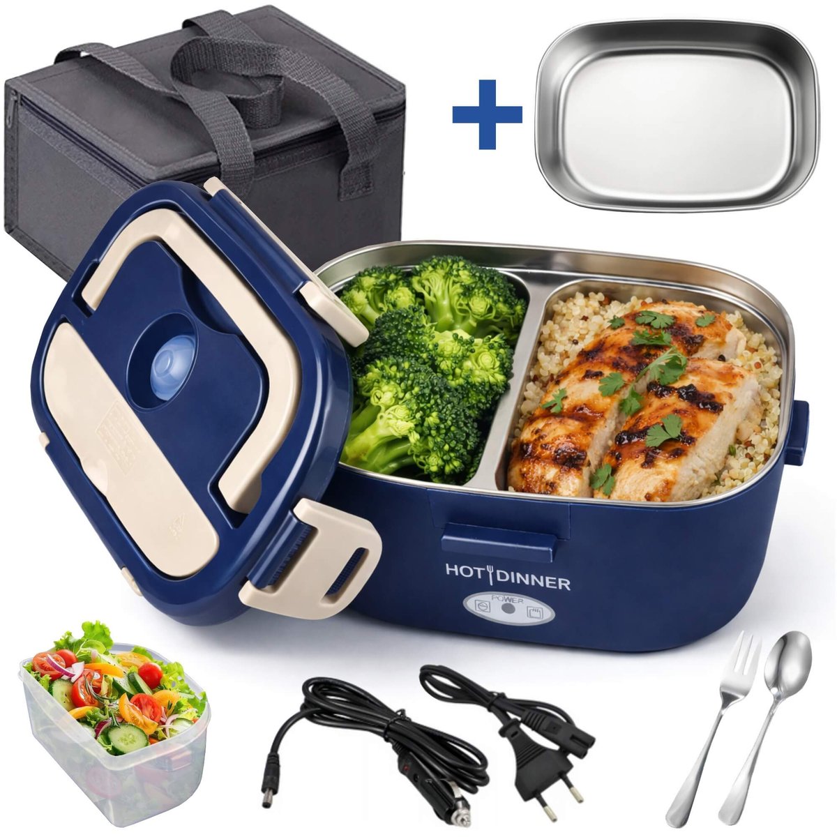 Elektryczny Lunch Box MEGA ZESTAW 1,5L Podgrzewacz do jedzenia ...