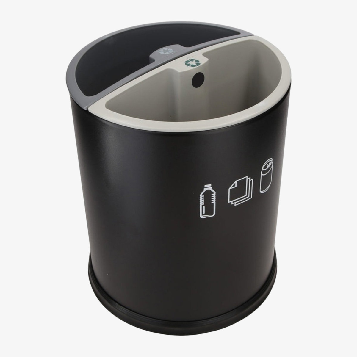 ELRIBIRD | 10L Dual Compartment Recycling Bin - Black Round Metal ...