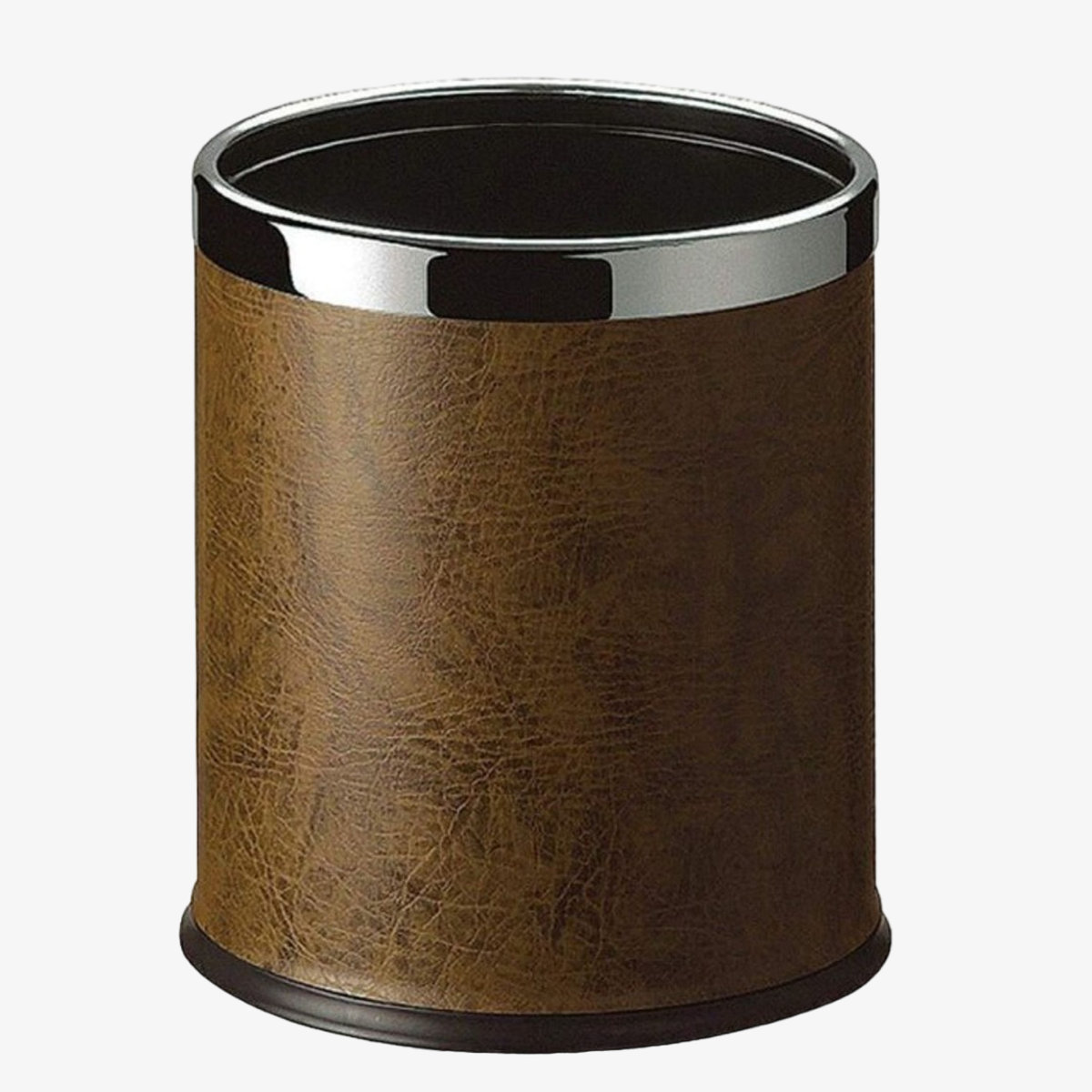 ELRIBIRD Metal waste bin with leather Finish Open Top, 10 l, brown ...