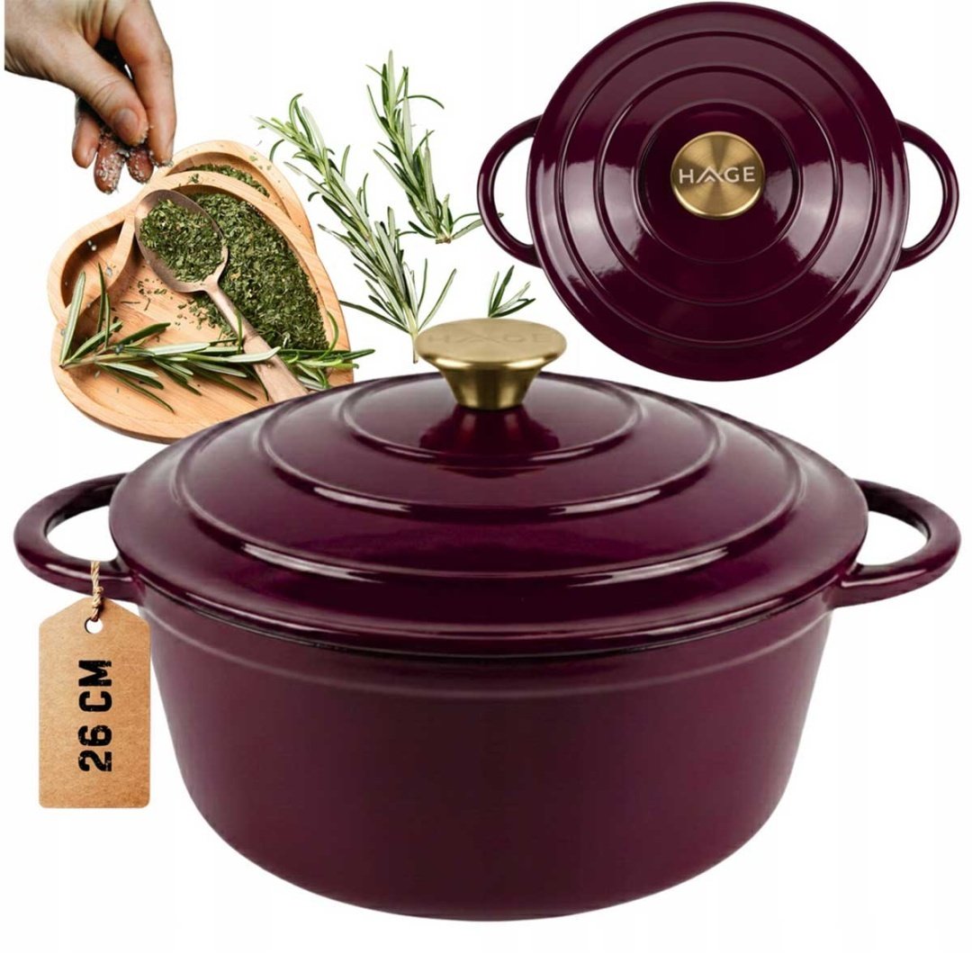 EMALIOWANY GARNEK ŻELIWNY 22cm 3L HAGE EGGPLANT - Inna marka | Sklep ...