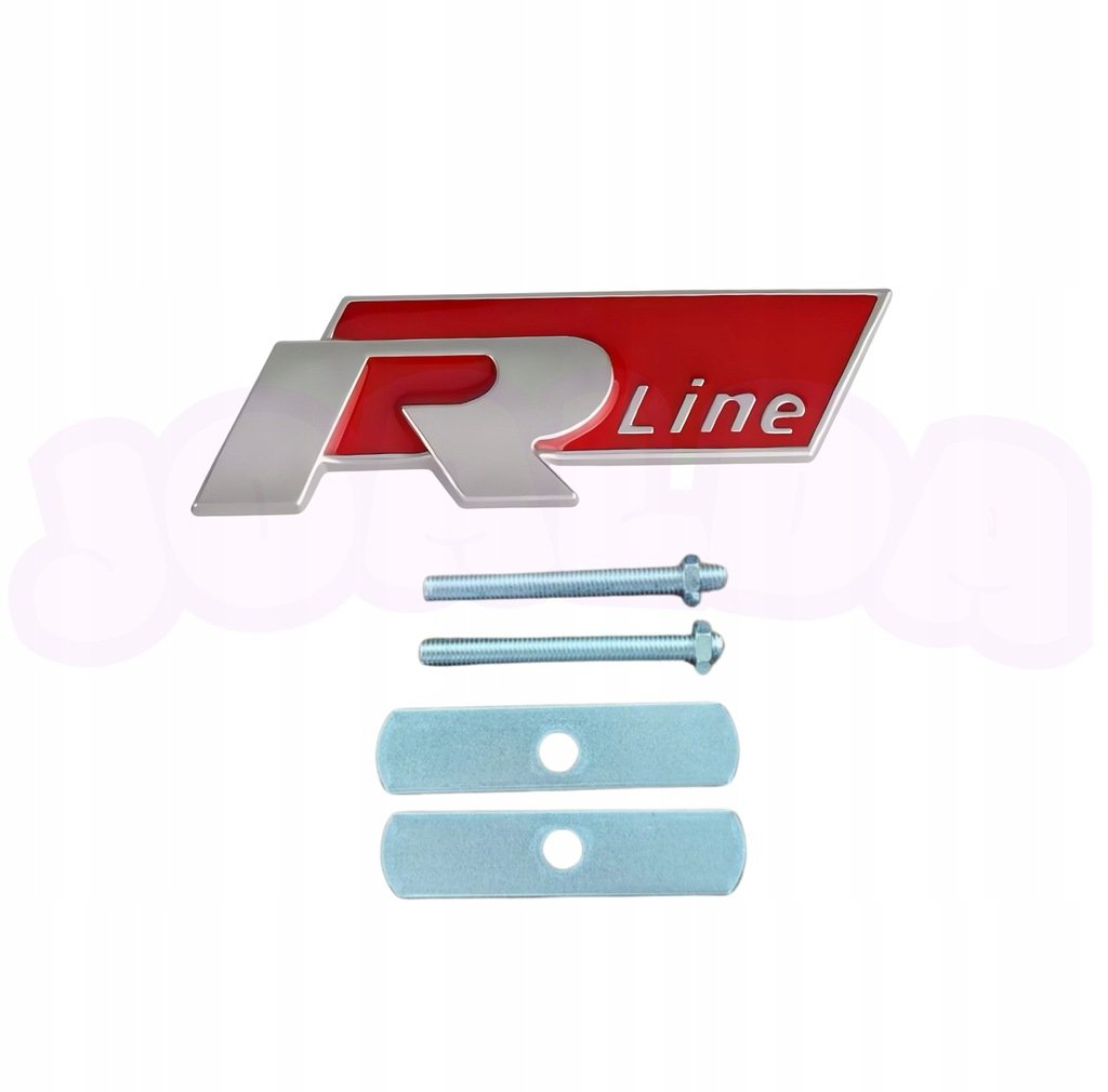EMBLEMAT logo R LINE na grill VOLKSWAGEN VW Golf Scirocco czerwony ...