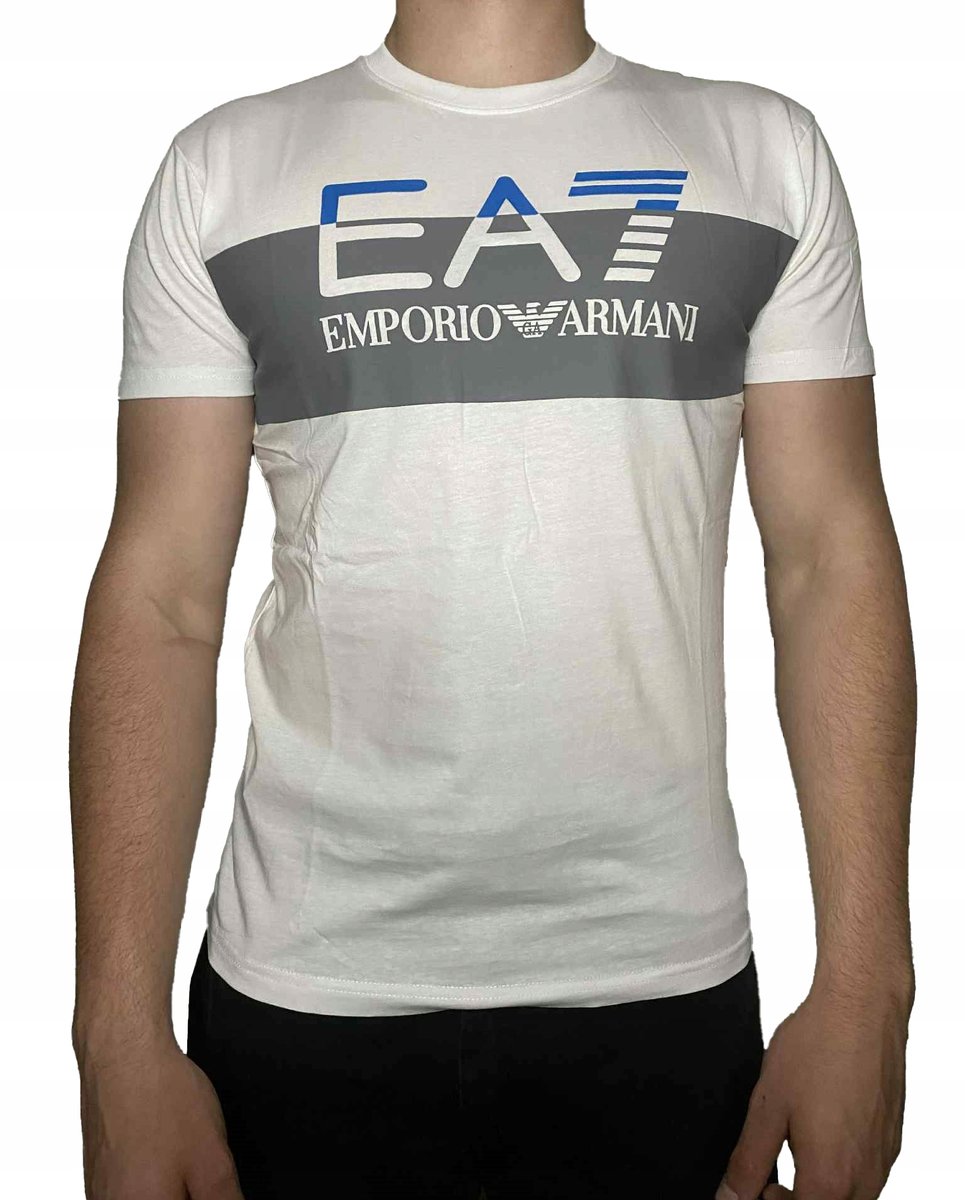 Emporio Armani EA7 Biała Męska Koszulka PREMIUM Duże Logo Bawełniana r.XL - Emporio Armani ...