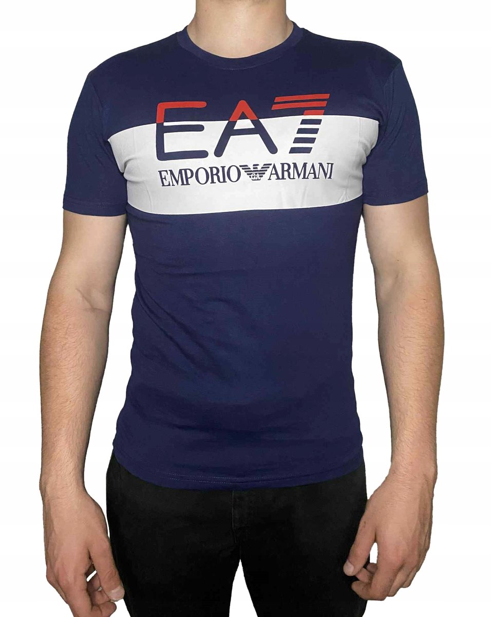 Emporio Armani EA7 Granatowa Męska Koszulka PREMIUM Logo Bawełniana r.XL - Emporio Armani | Moda ...
