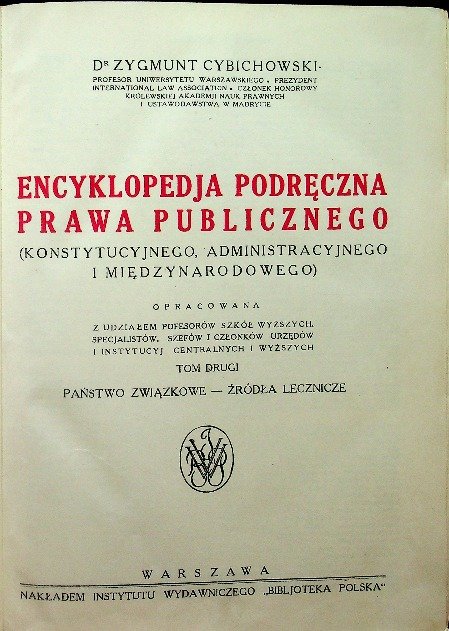 Encyklopedia podręczna Prawa Publicznego 1926 r. - W opisie | Książka w ...