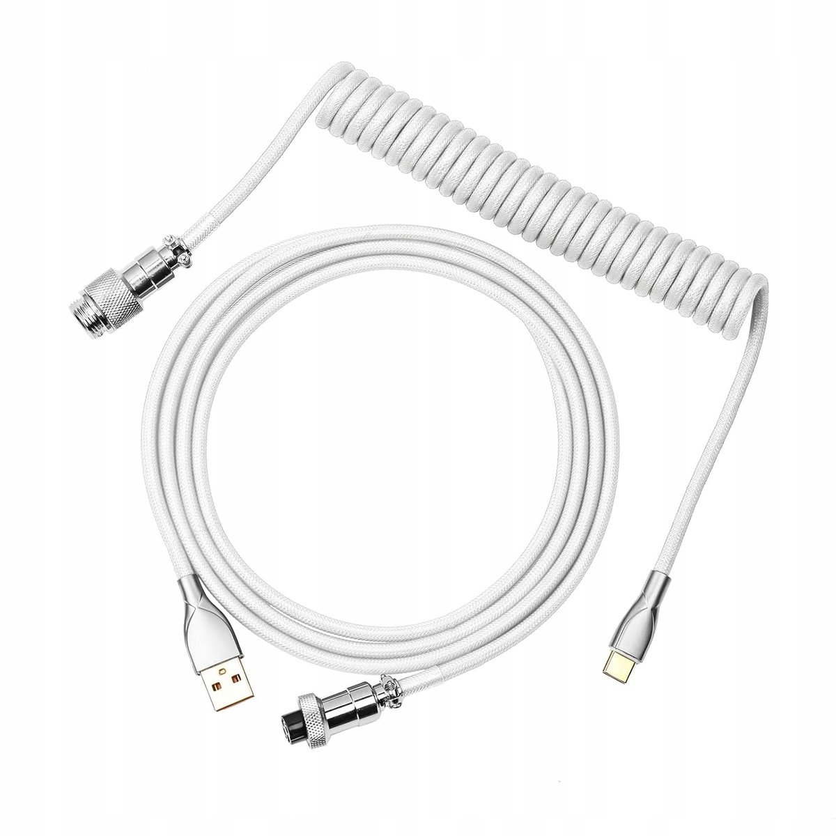 EPOMAKER MIX Kabel Spiralny USB-C 1,8 m - Styl i Funkcjonalność Biały ...