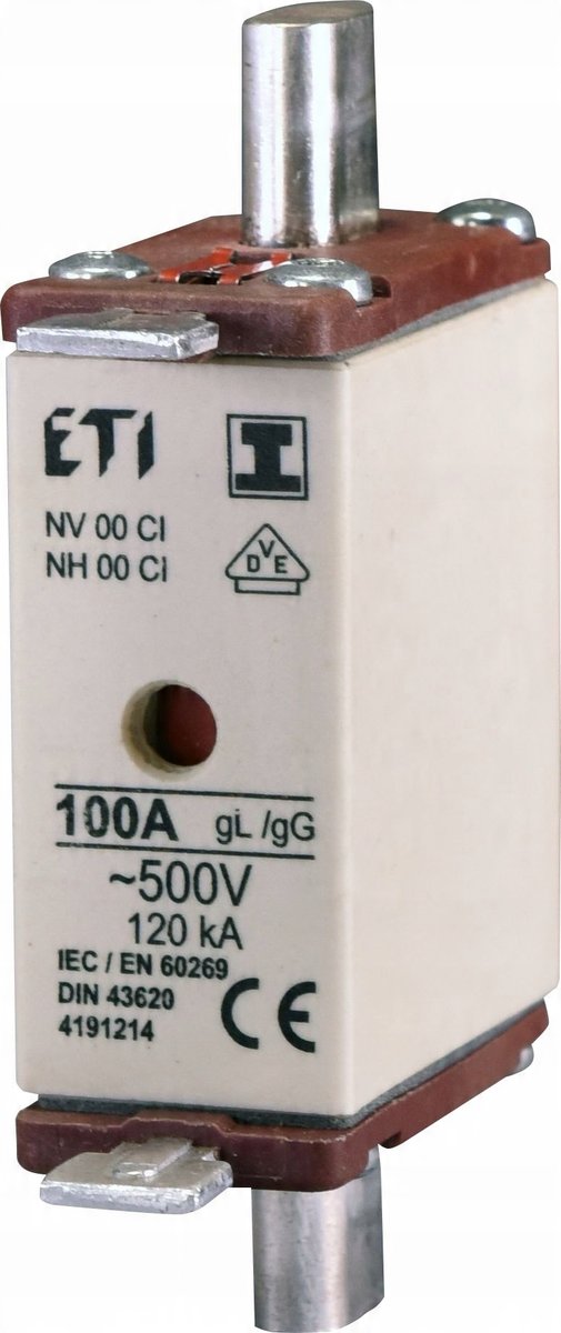 ETI WKŁADKA TOPIKOWA BEZPIECZNIKOWA ZWŁOCZNA NH000/I gG 25A 500V 00 ...